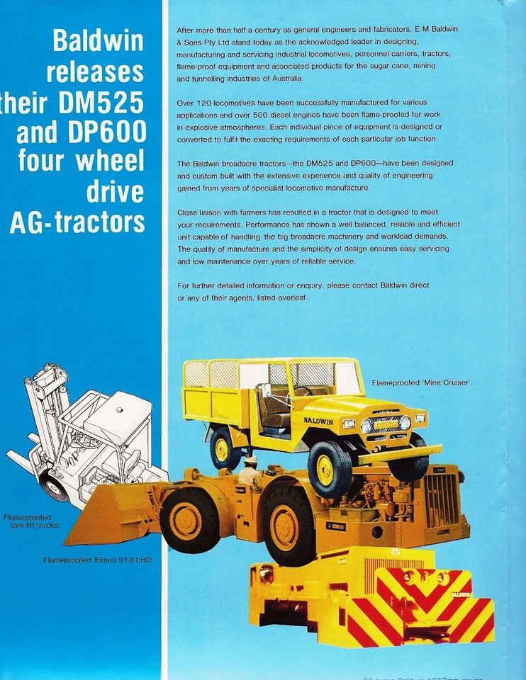 1982 BALDWIN DM-525 AND DP -600 TRACTORS - ORIGINAL BROCHURE | eBay