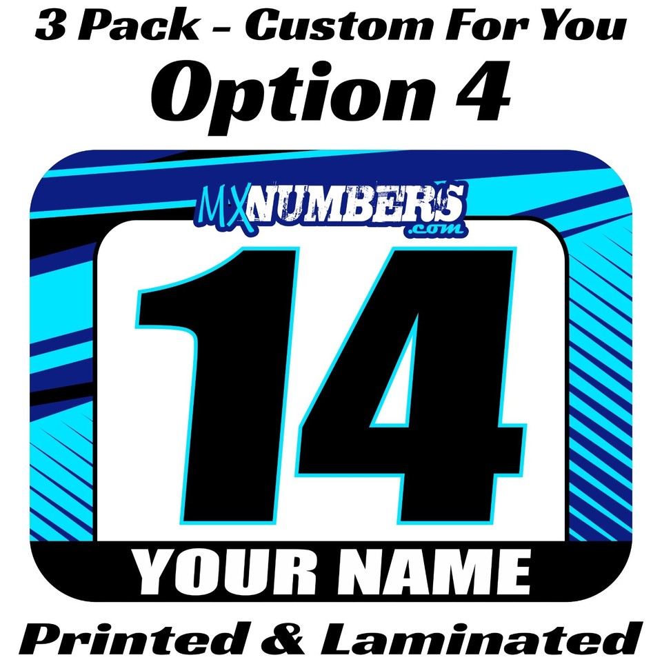 Motocross Mini Number Plate Decal Stickers Custom Name Race MX SX ATV ...