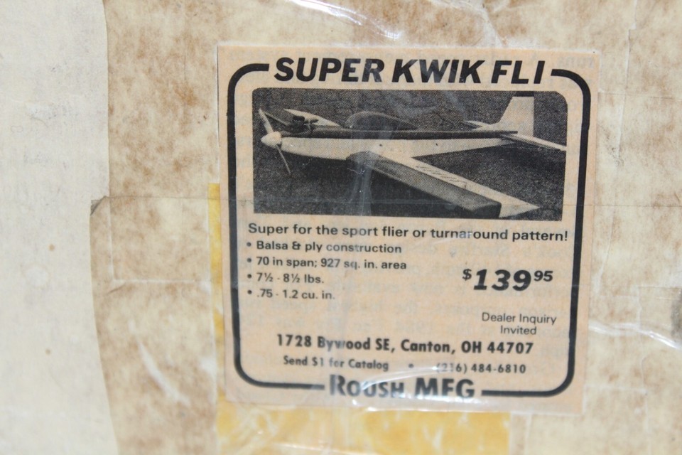 VINTAGE NIB SUPER KWIK FLI CLASSIC PATTERN BALSA KIT | eBay