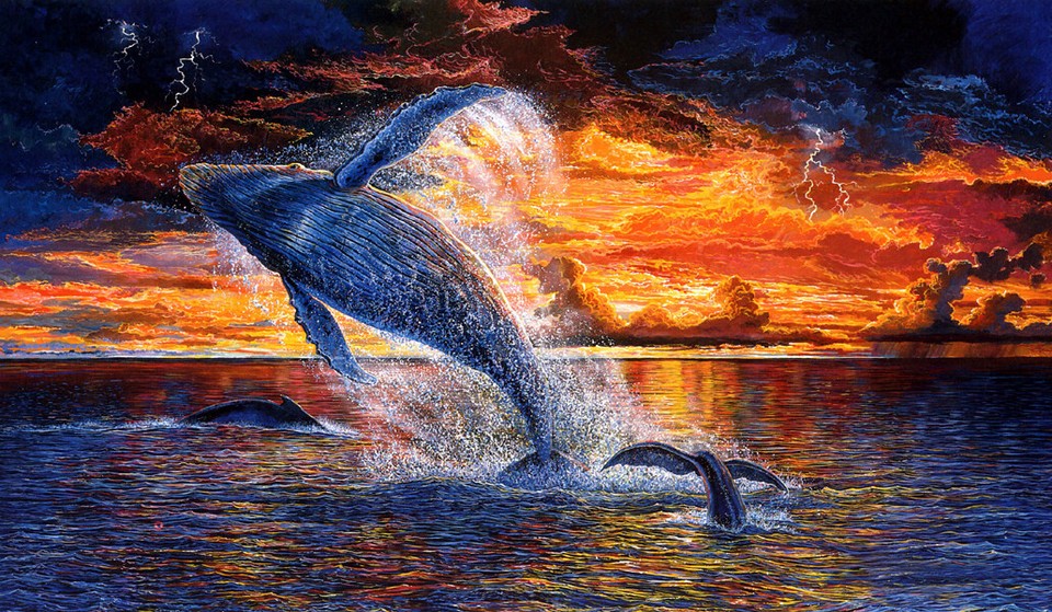 Giclee Blue Whale painting Art Printed on canvas | eBay