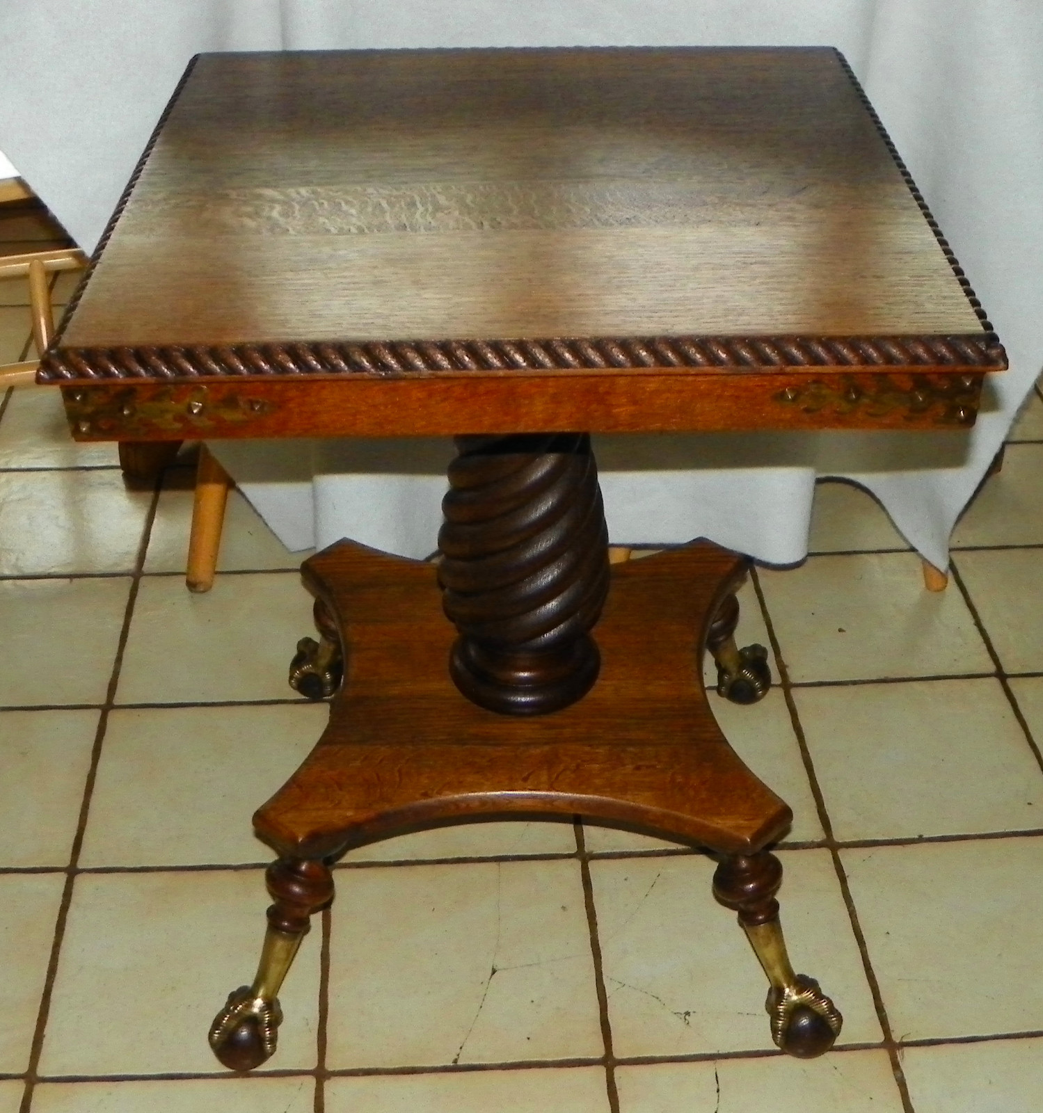 Merklen Solid Quartersawn Oak Carved Center Table / Parlor Table (BM ...