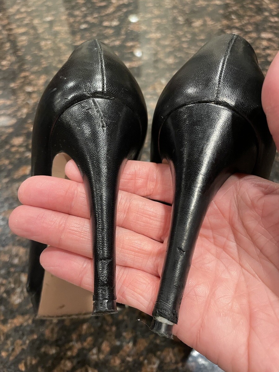 Prada Women's High Heels Shoes Platform Black Leather 36.5 Prada Women's High Heels Shoes Platform Black Leather 36.5