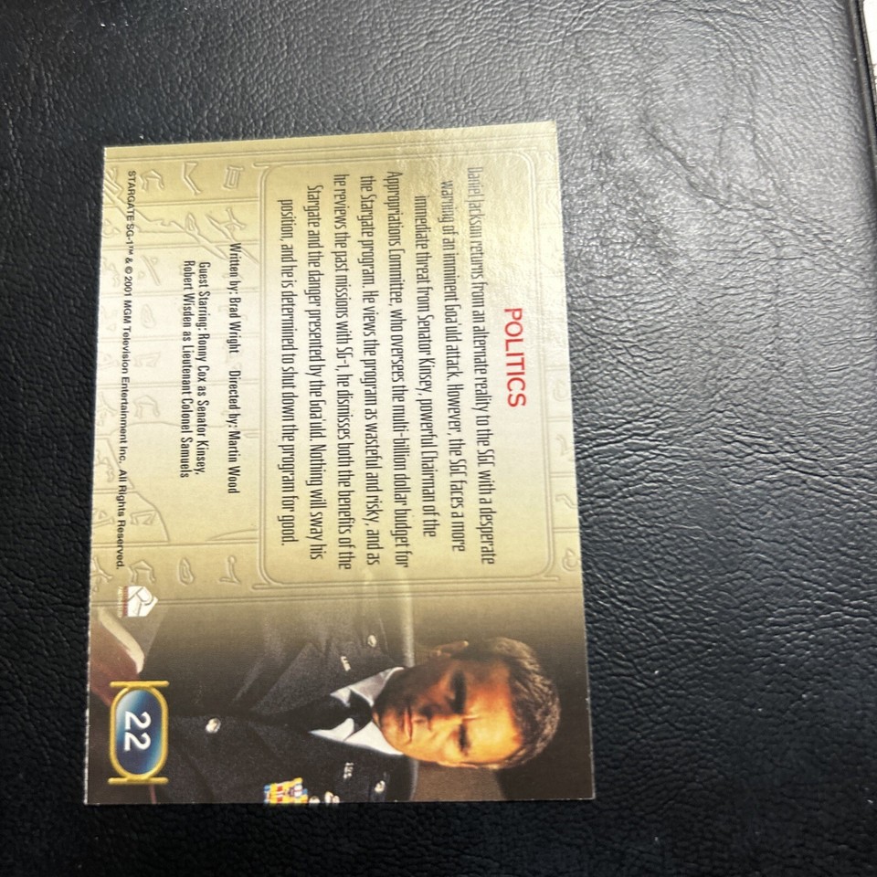 B30s Stargate SG-1 2001 Premier Edition #22 Politics Senator Kinsey | eBay
