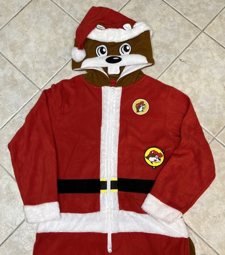 Buc-ee's Adult 2XL Beaver Mascot Buc Union Santa Suit Costume Pajamas ...