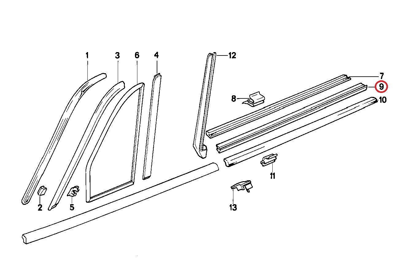 NEW GENUINE BMW 3 SERIES E30 CONVERTIBLE OUTER DOOR WEATHER STRIP LEFT ...