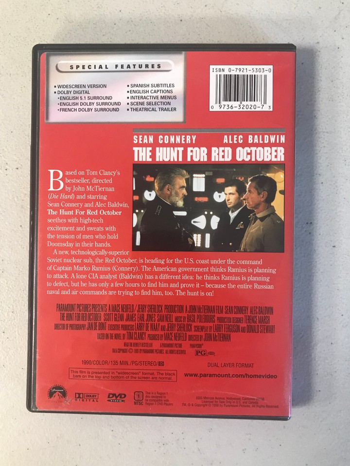 The Hunt for Red October (DVD, 1998, Widescreen) 97363202073| eBay