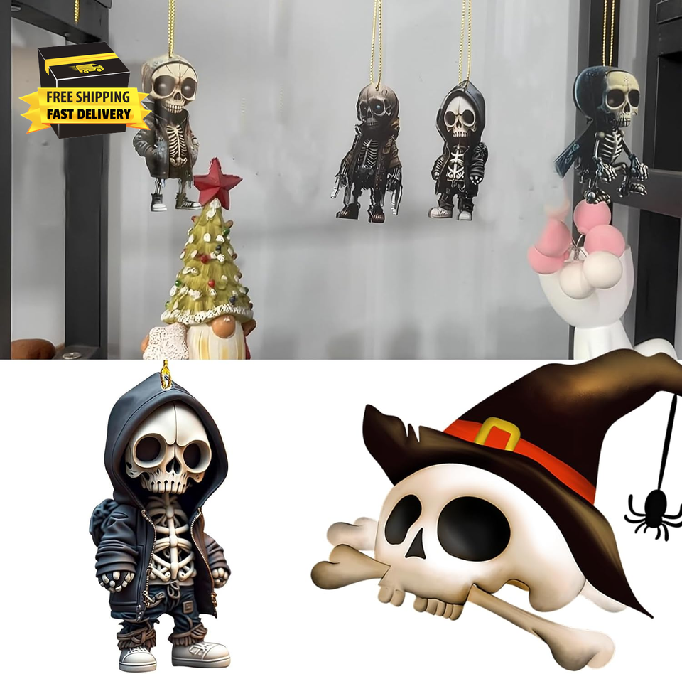 1-Pack Car Skeleton Pendant, Acrylic Halloween Horror Atmosphere Statue ...