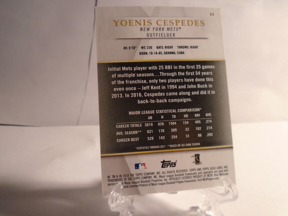 2018 Topps Gold Label Yoenis Cespedes Class 2 Red 14/50 | eBay