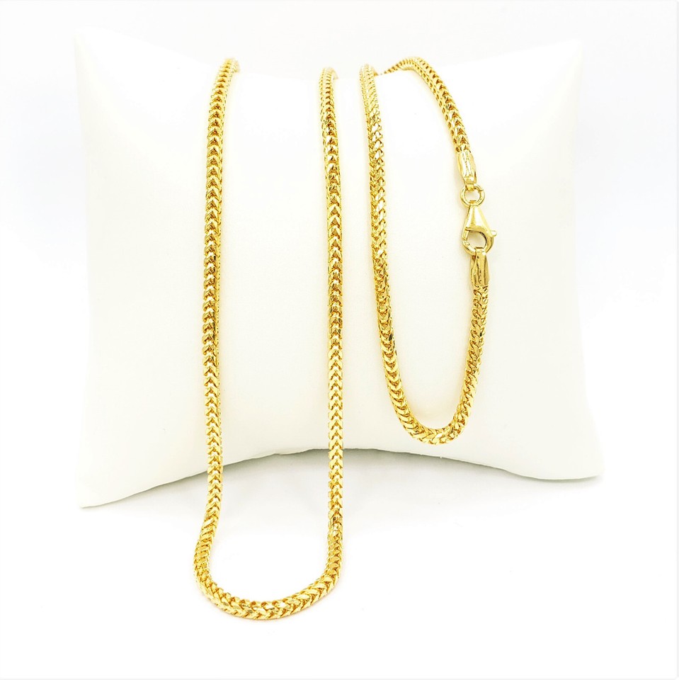 22K Solid Yellow Gold Franco Chain Necklace 21.8 in 2.5mm Genuine ...