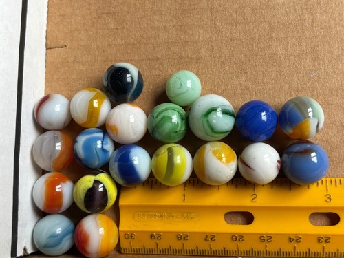 Lot of 20 Vintage Playing Marbles Swirl Red Blue Green /M7 | eBay