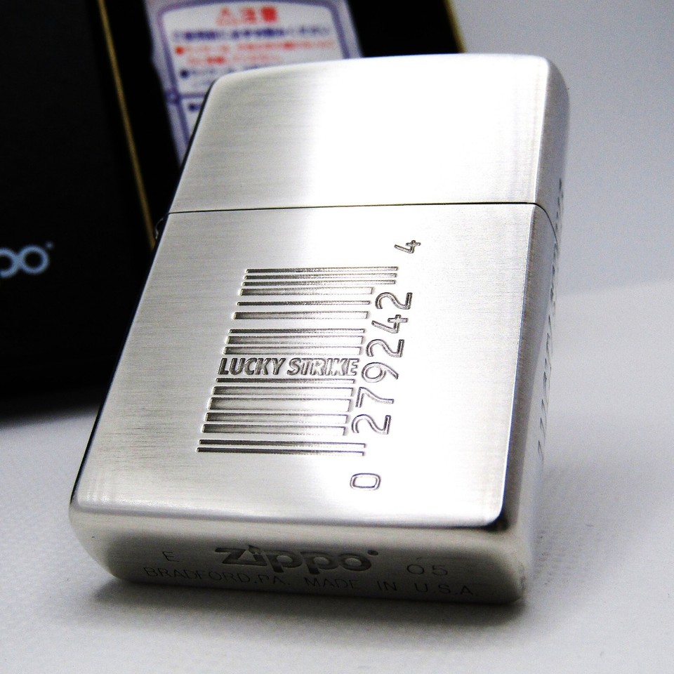 Lucky Strike Tobacco Cigarette Barcode Zippo Oil Lighter 2005 MIB Rare ...