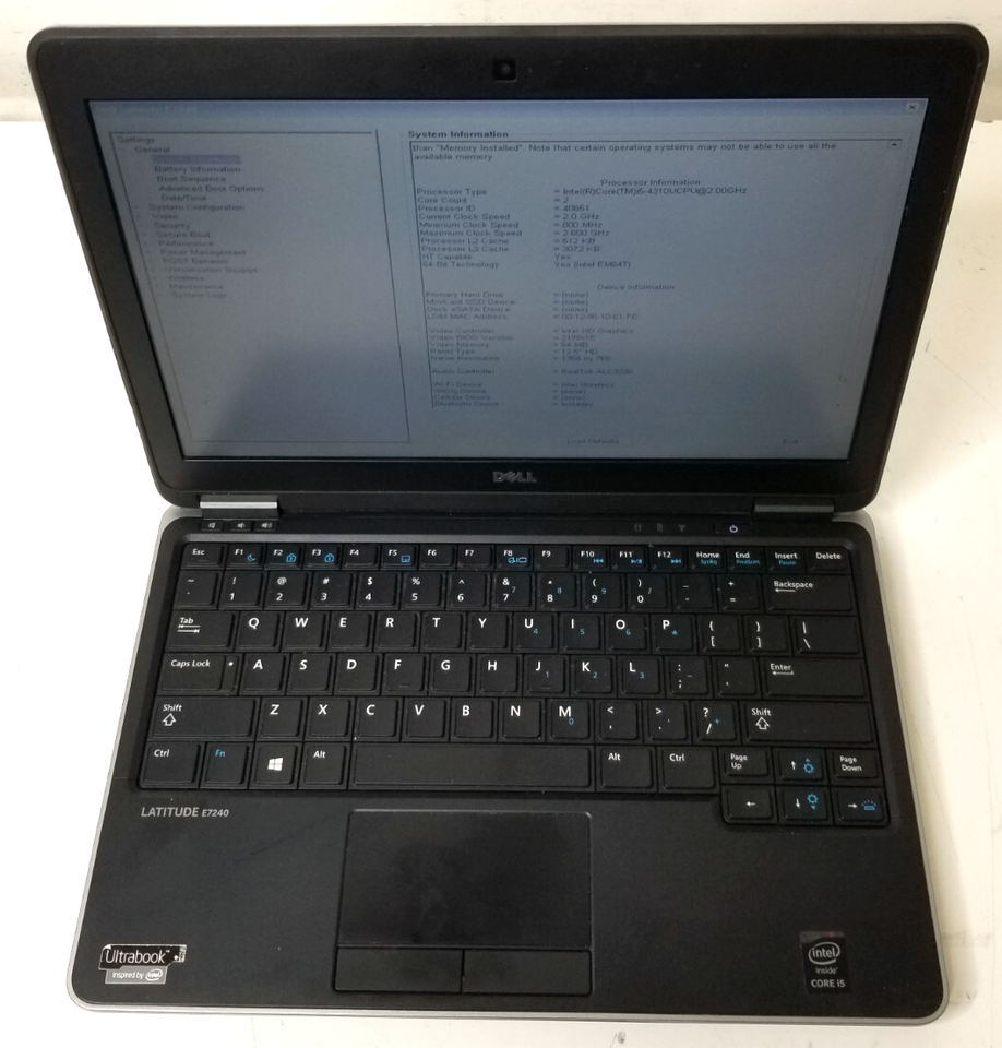Dell Latitude E7240 laptop Intel i5-4310U 2.0GHz 8GB Ram w/battery, No ...