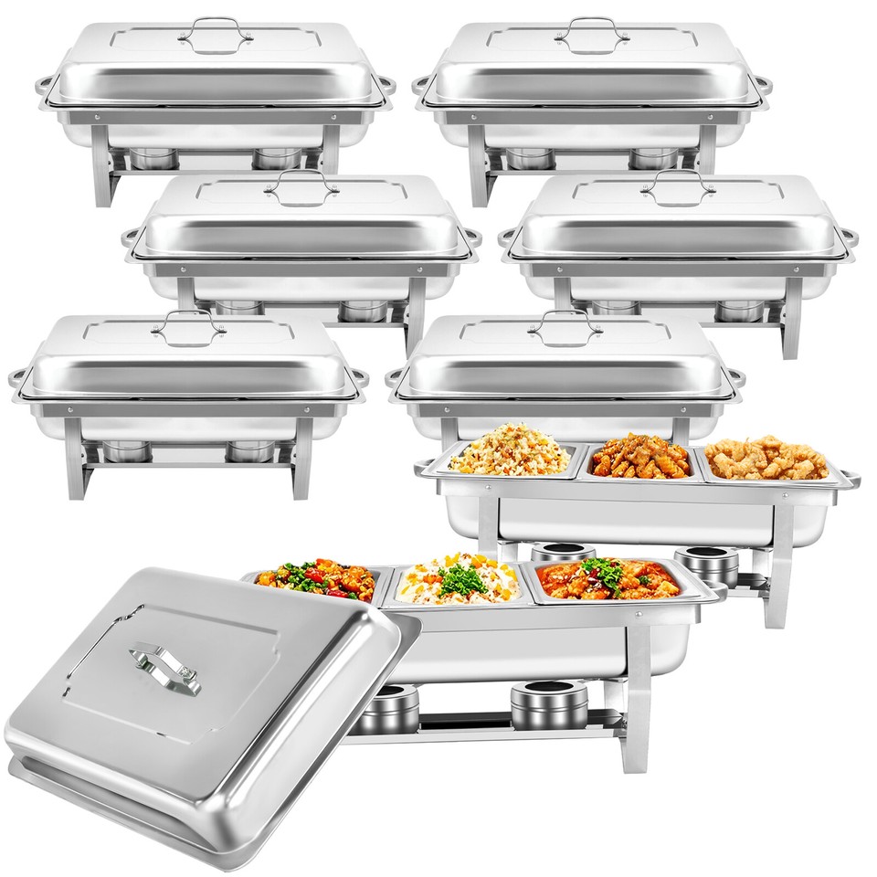 Chafing Dish Buffet Sets, 1/2/4/6/8 Pcs 8QT Chafing Dish with 1/3 Size ...