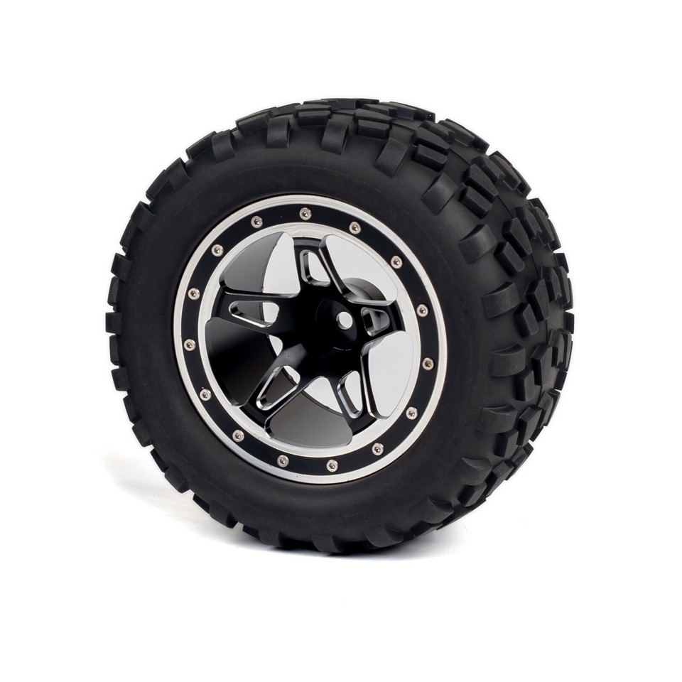 Set of 4 Wheels CNC Aluminum Rim w/ Tires for Traxxas Stampede 4x4 VXL ...