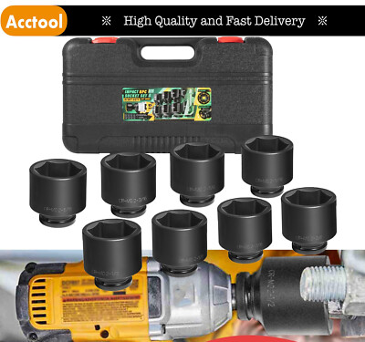 6-Point 3/4" Drive Spindle Axle Nut Impact Large Socket Set, 2-1/16" to ...