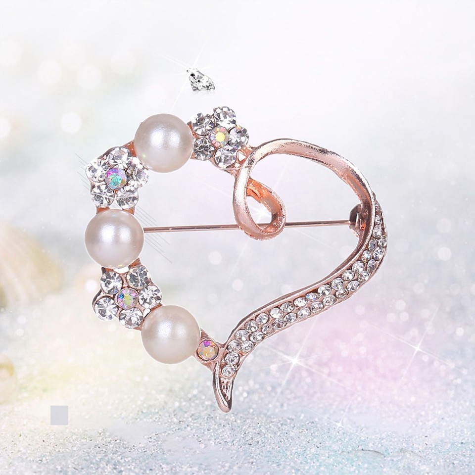 Fashion Peach Heart Pattern Brooch Alloy Exquisite Crystal Rhinestone ...