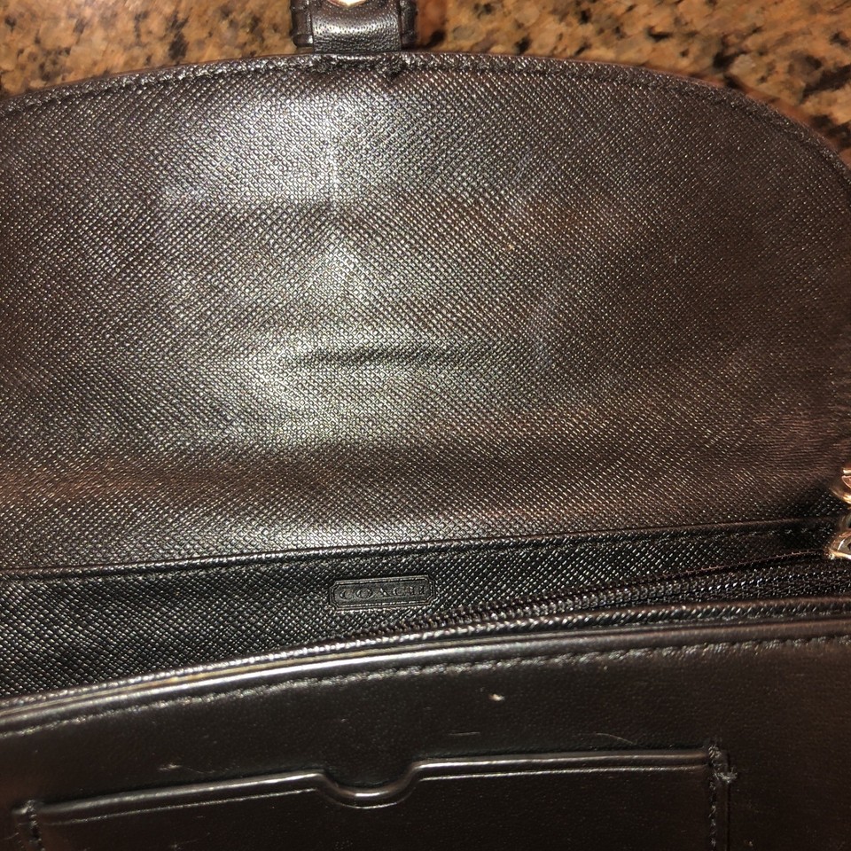 Y2K COACH Vintage SOHO HAMPTON Large Black Leather Wristlet w/ Silver ...