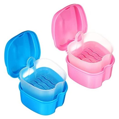 Case Holder Storage Soak Container with Strainer Basket for pink and ...