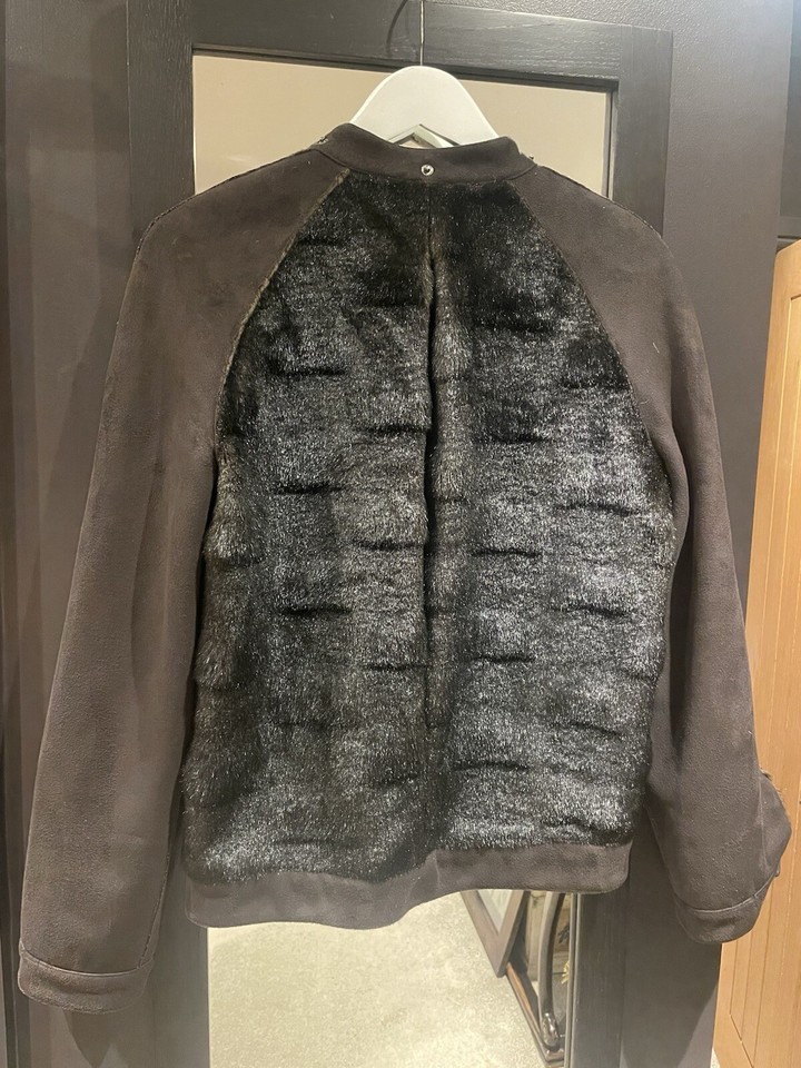 KOOKAI Ladies Size 38 Brown Full Zip Jacket Faux Fur Trim Microsuede | eBay