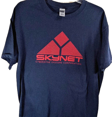 Terminator Skynet T-Shirt Size Large Blue Cyberdyne Systems Logo Sci FI ...