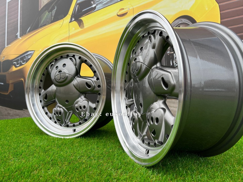4 x 15 Inch 4x100 Teddy Bear Style Grey JDM Wheels: Fits For Honda ...