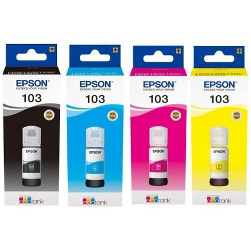 Epson 103 EcoTank CMYK Ink Set for L3160 L3110 L3150 -Vibrant, Long ...