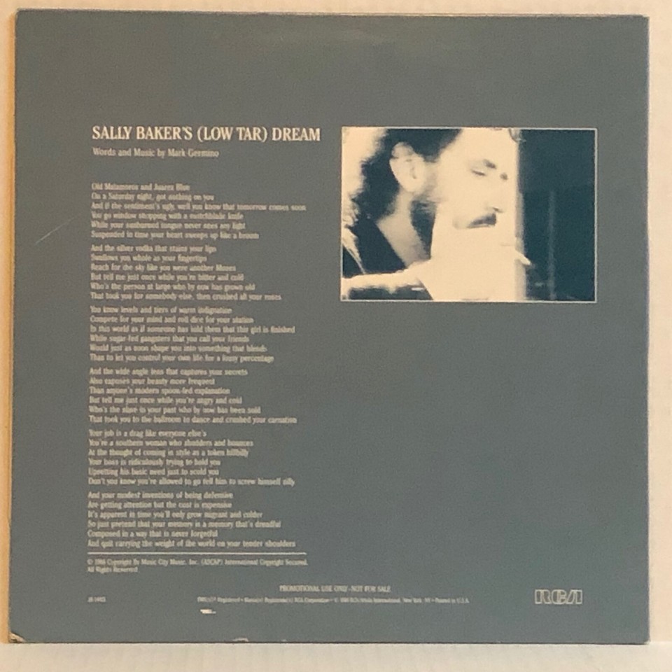 Mark Germino SALLY BAKER'S (LOW TAR) DREAM 12" Single WLP 1986 RCA ...
