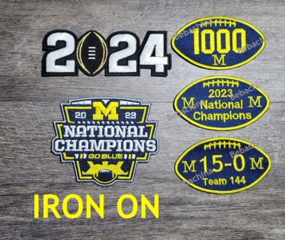 5 Michigan Wolverines Patches 2024 + 1000 Wins +Team 144 15-0 + (2 ...
