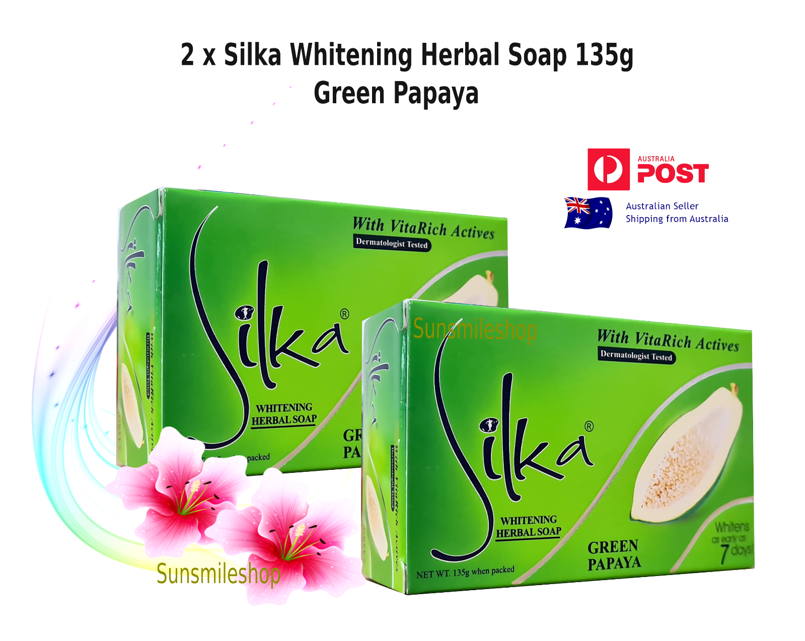 2 x Silka Whitening Herbal Soap Green Papaya- 135g Body Soap Bar | eBay ...