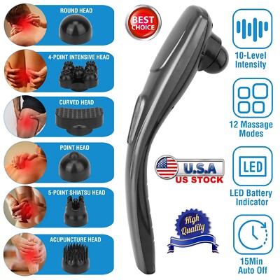 Cordless Handheld Back Massager Rechargeable Full Body Deep Tissue Arm ...