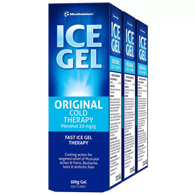 3 x Mentholatum Ice Gel Therapy (3x100g) - Pain Relief Menthol Back ...
