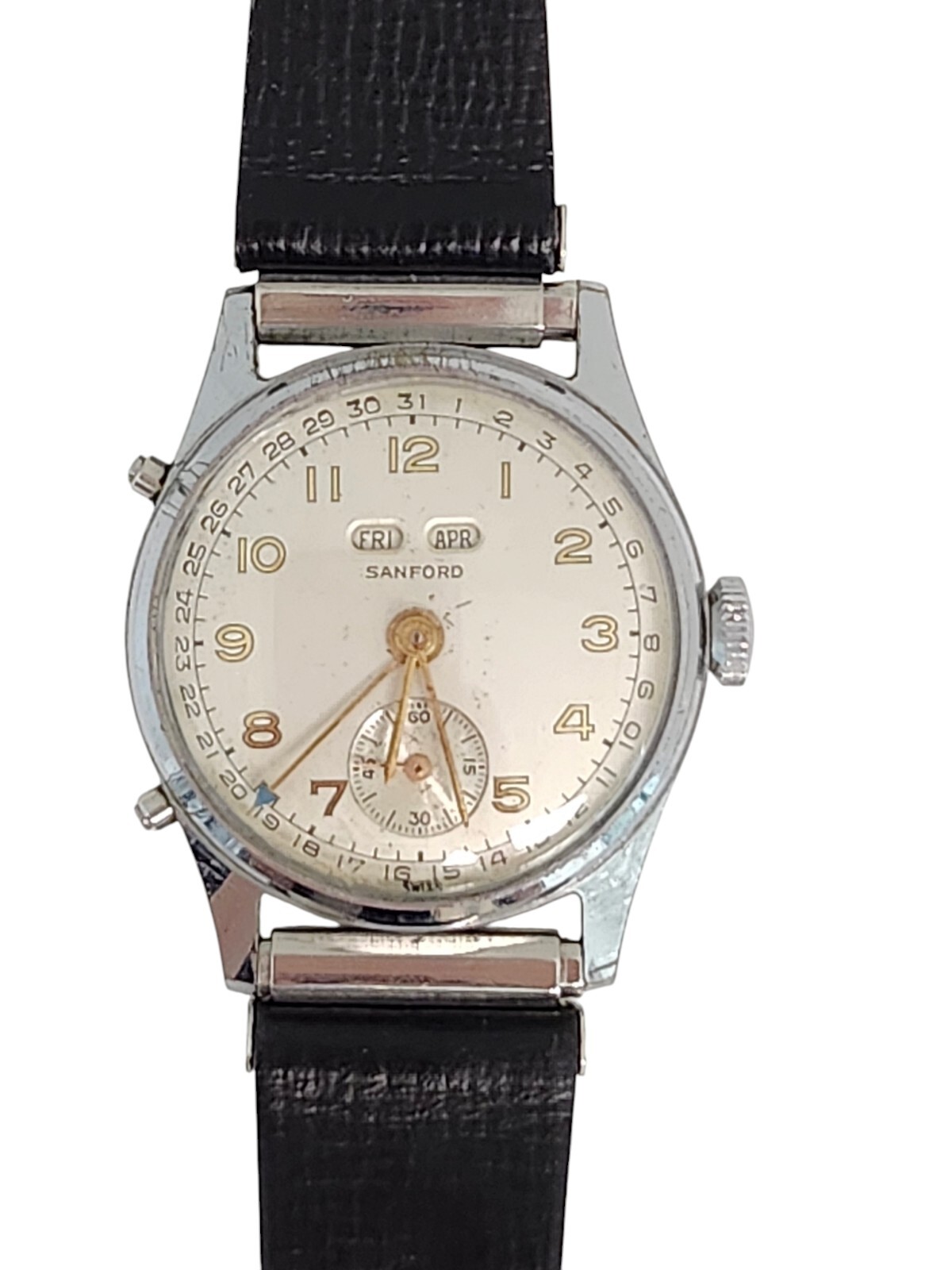 Vintage Sanford Triple Calendar 32mm Mens Watch Working | eBay