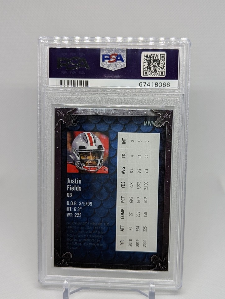 2021 Wild Card Matte🔥JUSTIN FIELDS /15🔥POP 1🔥PSA 9🔥WEEKEND WARRIOR BLUE RC📈 | eBay