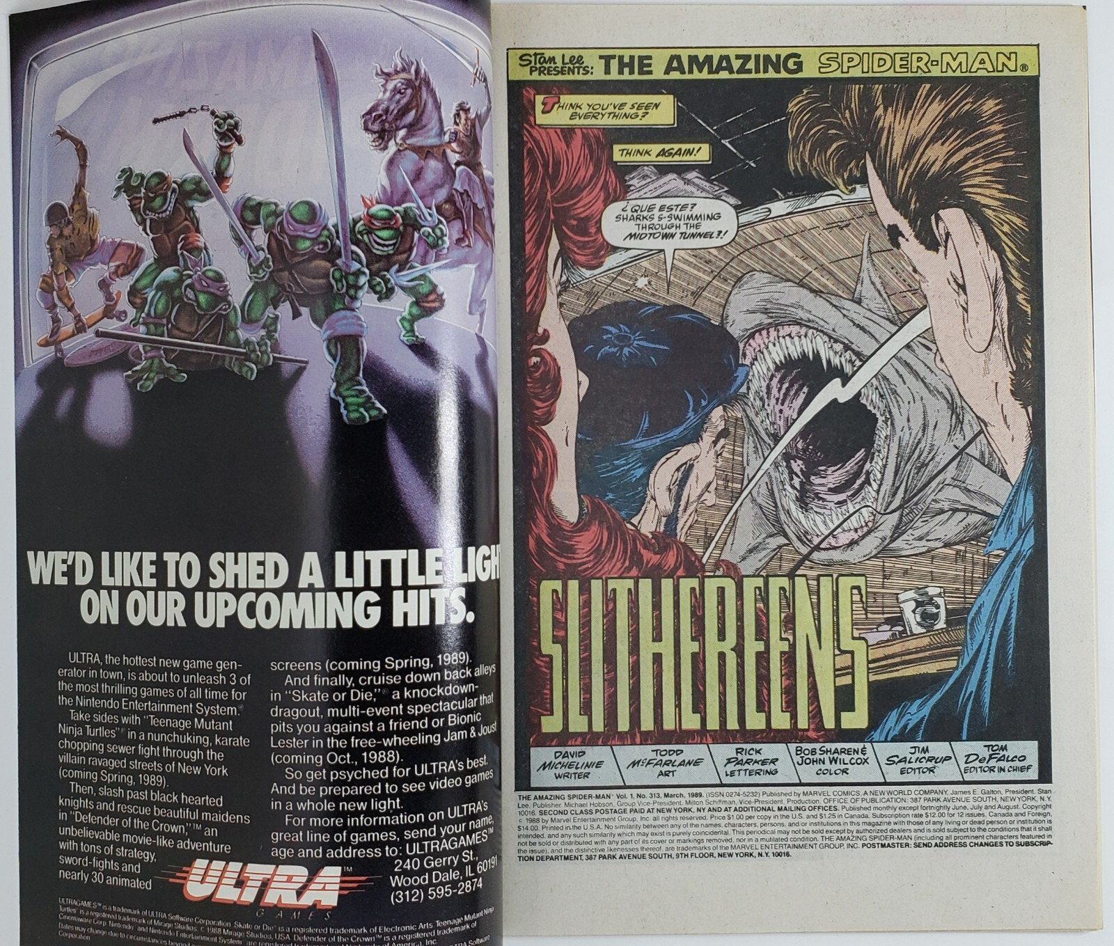 THE AMAZING SPIDER-MAN 313 Marvel Comics 1989 Lizard Todd McFarlane art ...