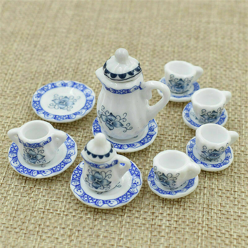 1Set Baby Sets Dollhouse Miniature Accessories Mini Blue And White ...