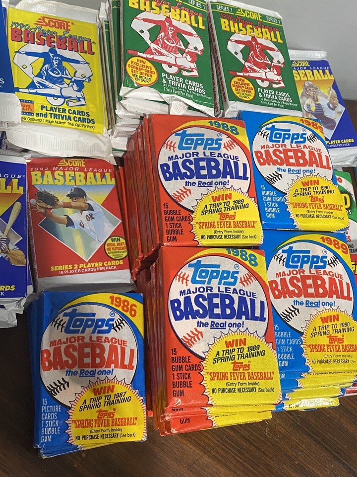 Lot Of 126 Sealed- Thats About 900 Cards- Mostly 80s-90s Topps Score ...