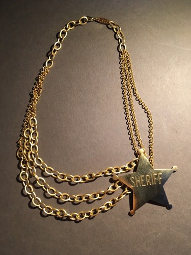 Sheriff Gold Tone Asymmetrical Chain Necklace Marked Paste Brand | eBay