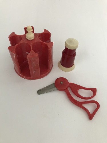 Vintage Sewing Lot Red Thread Caddy, Needle Case, JaSon Penguin Pete ...