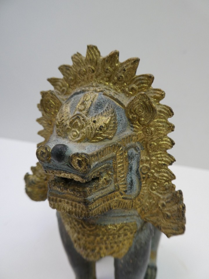 VINTAGE BRONZE GILT METAL CHINESE FOO DOG LION DRAGON STATUE | eBay UK