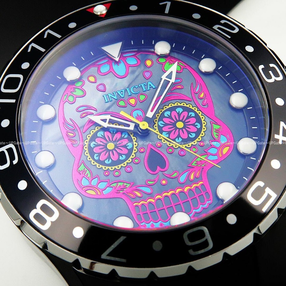 New Invicta Men's 50mm AVIATOR Dia De Los Muertos Quartz MOP Skull Dial ...