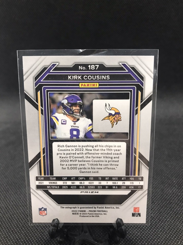 2022 Panini Prizm Kirk Cousins “Thuggins” Silver Prizm Auto #187 ...