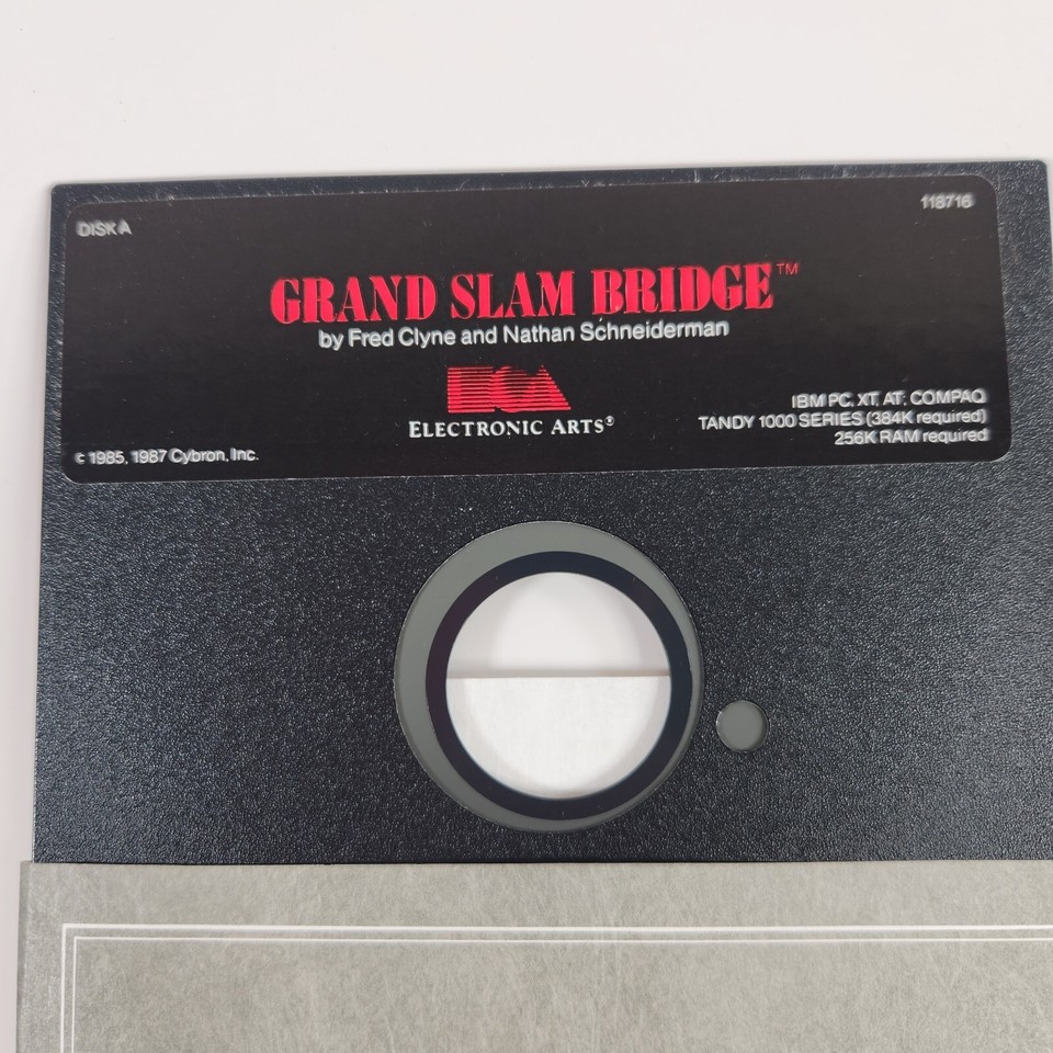 ELECTRONIC ARTS Grand Slam Bridge Vtg Software 5.25 Program Floppy Disk ...