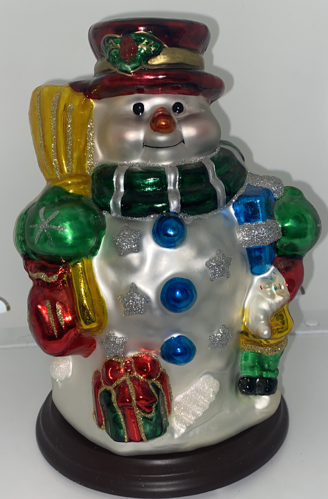 Thomas Pacconi Classics 10" Blown Glass Snowman Elf Presents Figurine ...
