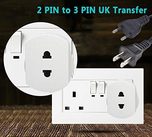 Plug Adaptor Two To Three Pin Toothbrush Adapter Epilators Bathroom UK ...