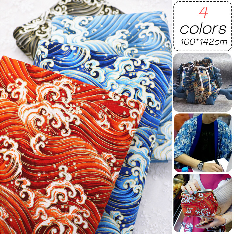 Japanese Wave Pattern Fabric
