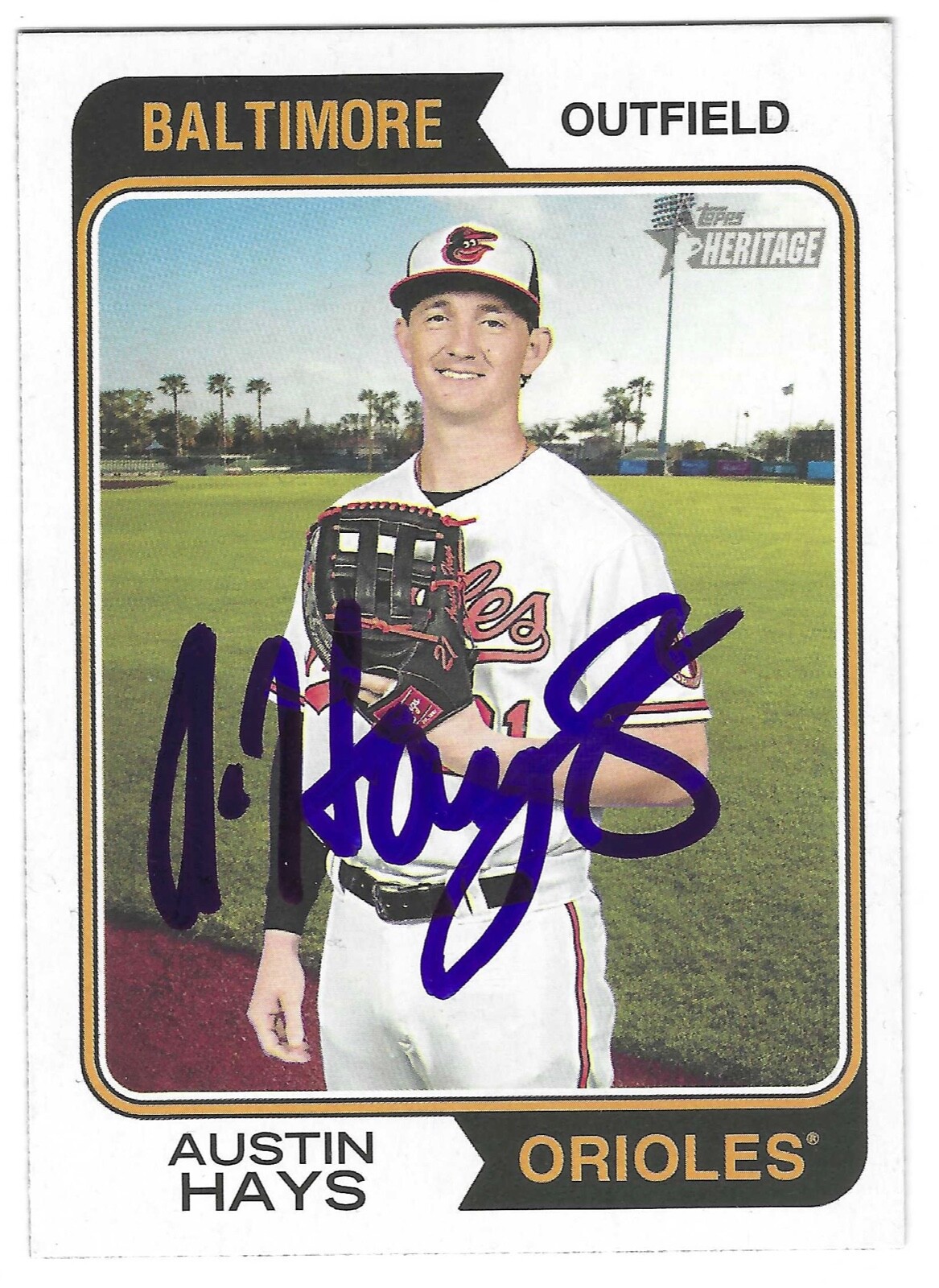 AUSTIN HAYS SIGNED 2023 TOPPS HERITAGE BASEBALL CARD BALTIMORE ORIOLES ...