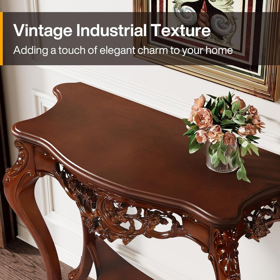 Antique Console Table, 38 Inch Victorian Half Moon Sofa Table for ...