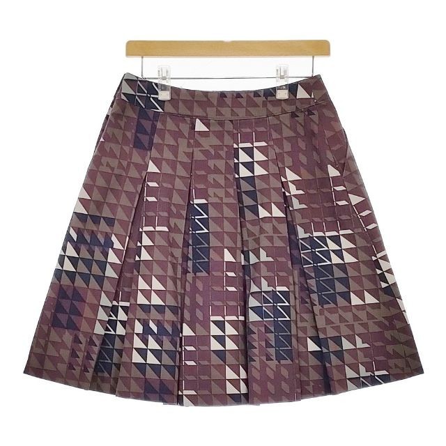 MARGARET HOWELL Geometric Cotton skirt Wine Red Navy White 5-0105M∞ ...