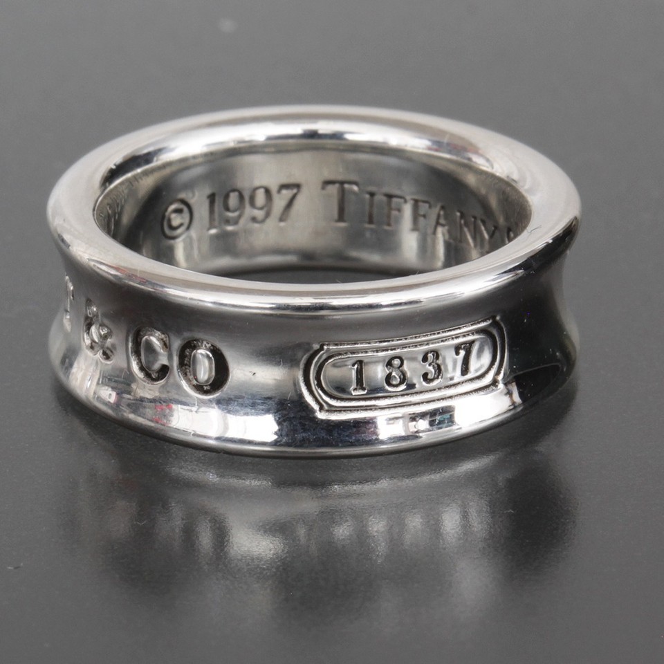TIFFANY&Co. 1837 Narrow Wide Ring US 5.25 Ag925 Silver Thick E1142 ...