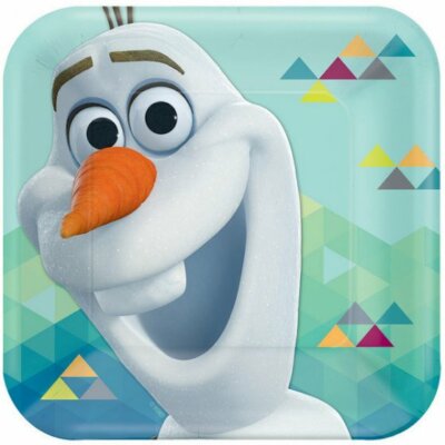 FROZEN OLAF SNOWMAN BIRTHDAY PARTY SQUARE PAPER PLATES 8PK TABLE DECOR ...